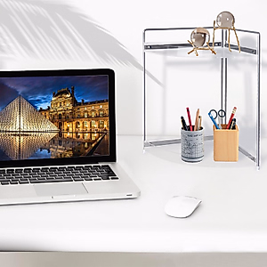 Lvssci Bathroom Countertop Organizer，2 Tier Acrylic Tray Vanity Counter Skincare Organizer Shelf,Standing Rack Home Storage Holder forKitchen