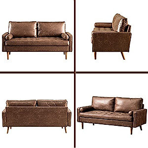 HOOOWOOO 70" Small Sofa Couch for Bedroom Mini Couch Bedroom Couch for Small Living Room Apartment Space,Dark Brown