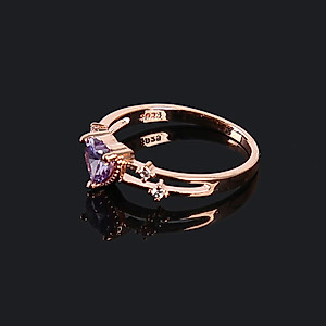 Essencedelight Heart-Shaped Artificial Zircon Ring Elegant Lady Stacking Ring for Bride Engagement Wedding,Photo Color