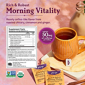 Yogi Tea - Morning Energy Variety Pack (3 Pack) Includes Peach Bergamot Bright Day, Rich and Robust Morning Vitality, Spiced Blackberry Focus - 48 Organic Tea Bags