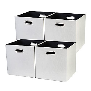 Jermichoc 13x13 Inch Storage Bins, 4 Pack Foldable Cube Storage Baskets Containers for Office Home Closet Shelves Organization (Grey)