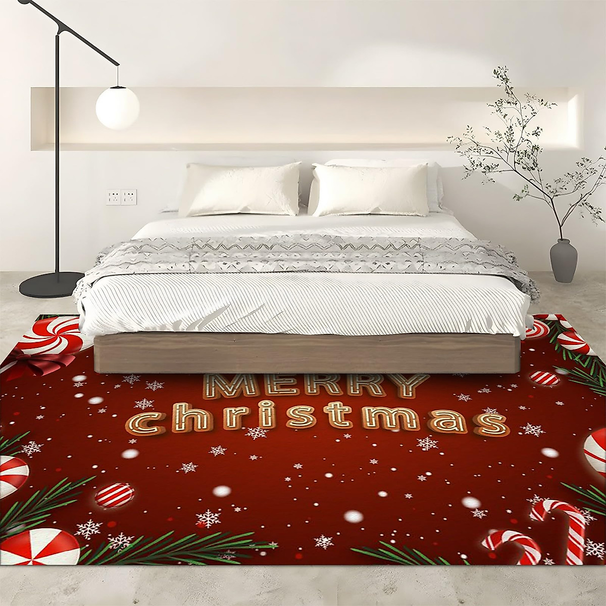 Christmas Theme Decor Red Area Rug 3x5 Rugs for Living Room, Carpet for Bedroom Non Slip Rug, Christmas Theme Decoration Lollipop Gift Red Washable Carpet for Dining Room Office