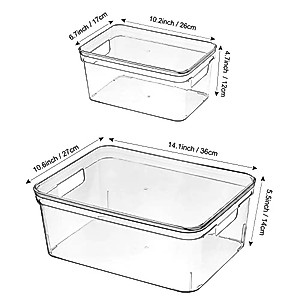 loobuu Plastic Clear Storage Bins with Lid, Stackable Pantry Organizer Box Bin Containers for Organizing Wardrobe Clothes, Fridge, Pantry Cabinet, Fruit, Vegetables, Bathroom Supplies 3 Pack