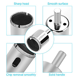 Diamond Hole Saw Drill Bits Set Kit for Ceramic, Premium Glass Drill Bit for Bottles,Pots, Marble, Granite Stone, Tile Cutting 0.23 Inch - 2 Inch（6mm - 50mm）YLYL, 15 Pcs