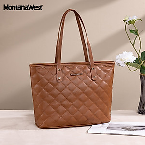 Montana West Quilted Handbag for Women Tote Purse Shoulder Bag Large Fashion Hobo Purse MWC-084BBR