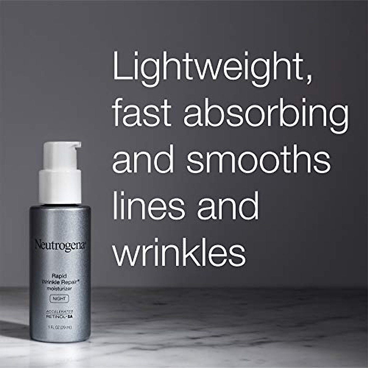 Neutrogena Rapid Wrinkle Repair Retinol Anti-Wrinkle Night Moisturizer Cream, Anti-Wrinkle Face & Neck Cream Moisturizer with Hyaluronic Acid & Retinol, Paraben-Free, 1 fl. oz