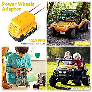 Ecarke Power Wheels Adapter Battery Adapter for DeWalt 20V Max Battery 18V,for DIY Ride On Truck, Robotics,RC Toys 12 Gauge Robotics with Fuse & Switch Power Convertor Dock Power Connector（1 Pcs）