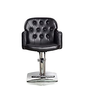 Salonsunny Black Square Base Vintage Salon Styling Chair Barber Cutting Chair All Purpose Spa Beauty Equipment