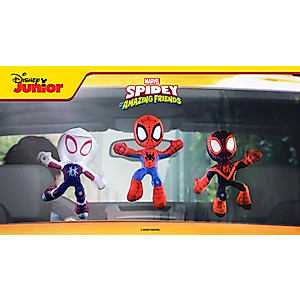 Marvel Spidey and His Amazing Friends Web Clinger Miles Morales Plush - 9” Poseable Plush with Suction Cups - Sticks to Walls, Windows & More
