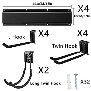 14 PCS Tool Storage Rack, 64 Inch Adjustable Garage Tool Organizer Wall Mounted Storage System with 10 Hooks, Max 600 lbs Super Heavy DutySuper Heavy Duty Steel Garden Tool Organizer Wall Holders
