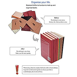 MerryNine Plastic Acrylic Bookends, 6 Pack Clear Acrylic Non Skid Book Ends Organizer Bookshelf Decor Decorative Bedroom Library Office School Supplies Stationery Gift (Plastic Acrylic_3 Pairs)