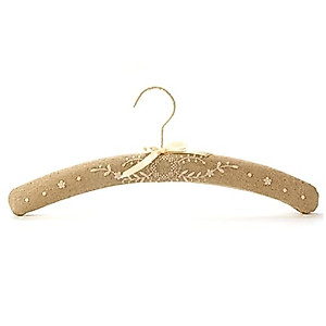 N/A Embroidered Satin Padded Wedding Hanger Bridal Wooden Adult Coat Hanger Ladies Hanger ( Color : Beige , Size : 41.3*17cm )