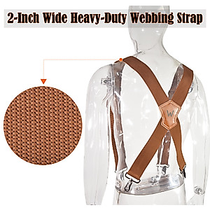WELKINLAND Brown 2 inch wide suspenders, Heavy duty work suspenders, Swivel suspenders, Thick suspenders, Work suspenders for men, Suspenders swivel hook, Suspenders with belt loops