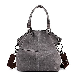 Eamom canvas tote bag for women hobo crossbody bags shoulder purses and handbags large capacity travel bag (Gray)