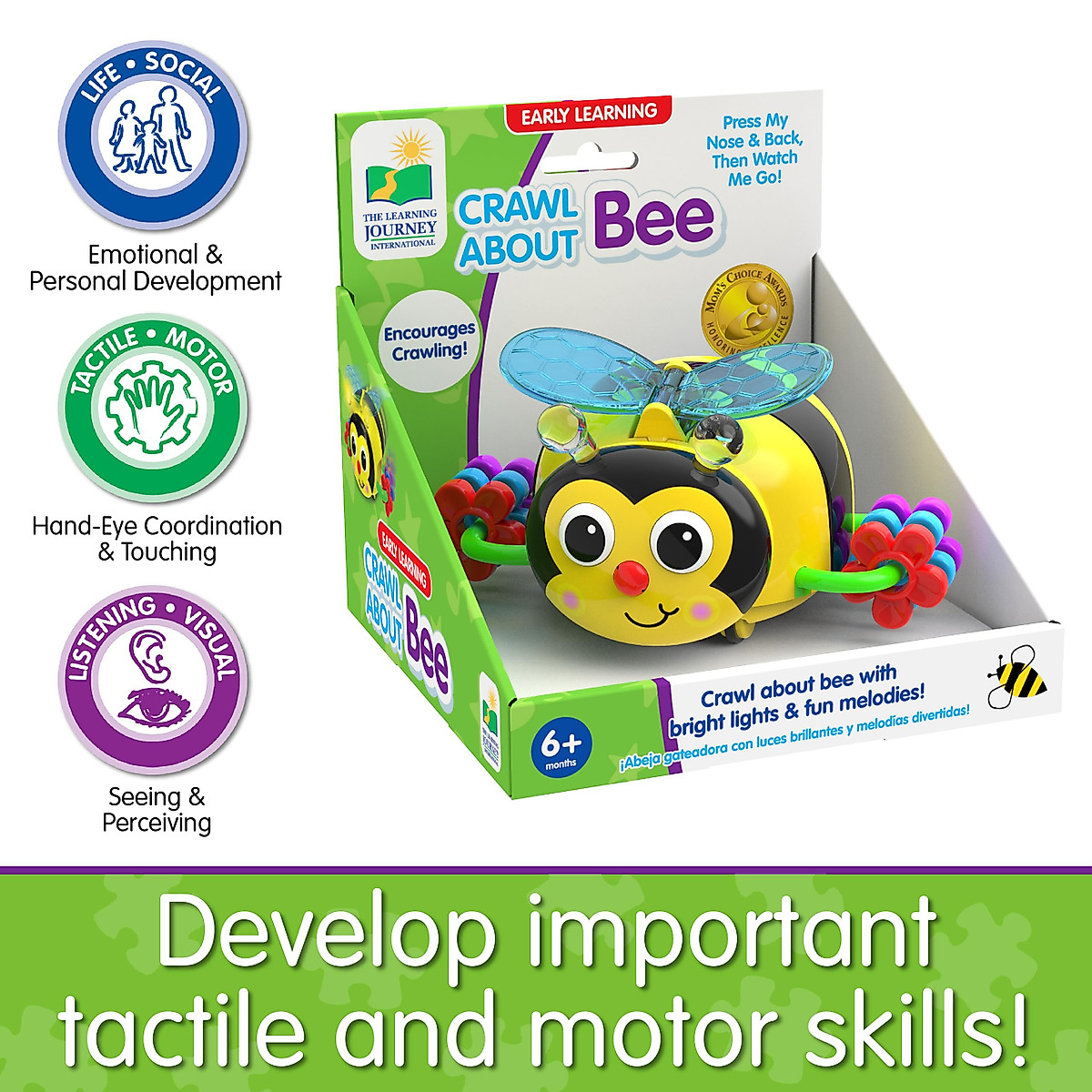 The Learning Journey Early Learning - Crawl About Bee - Crawling Toys for Babies 6-12 Months - Bright Lights and Fun Melodies - Award Winning Toys