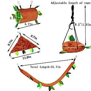 Hamiledyi Hamster Hammock Set,Small Animal Hanging Warm Bed House Hamster Tunnel Toys Cage Nest Accessories for Sugar Glider Hamster Mice Playing Sleeping(5 Pcs )