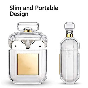 Pummelouty AirPods Case Perfume Cover with Keychain Perfume Bottle and Fur Ball, Luxury Cute Design Silicone Soft Shockproof AirPods Case for Girls and Women