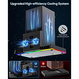 Upgraded RGB Cooling Fan Charging Station for Xbox Series X Console & Controller, Wireless Dual Charger Dock & Cooler System Stand with 15 Colorful Light Modes for Xbox Series X & Accessories Storage