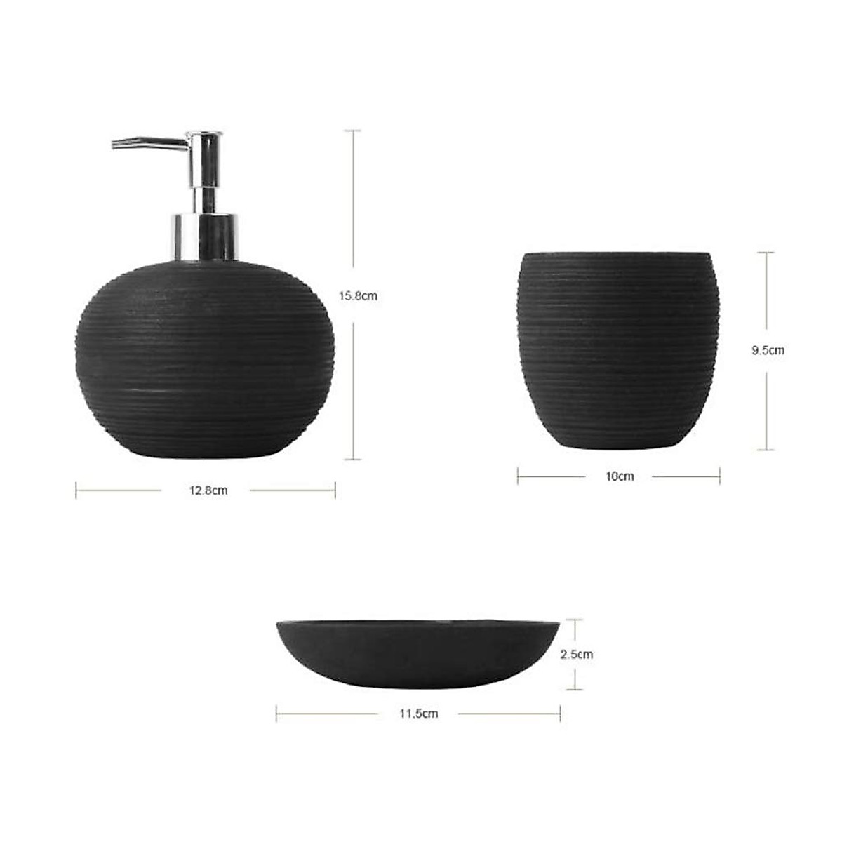 Soap Dispenser Hand Soap Dispenser Bathroom Accessories Set, 4 Pieces Resin Bath Ensemble White Brushed Sphere Soap Dispenser Pump，Tumbler, Soap Dish Manual Soap Dispenser Soap Dispenser with Pump ( C