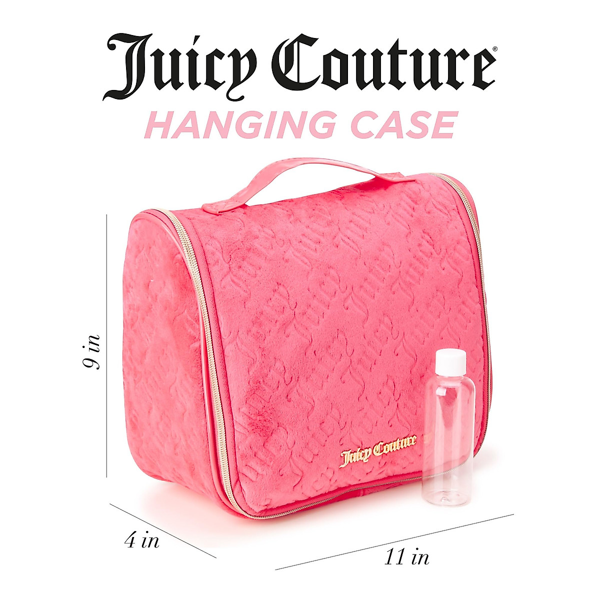 Juicy Couture Women's Cosmetics Bag - Hanging Travel Makeup and Toiletries Kit - Makeup Accessories Organizer Case with Hook, Size One Size, Peach