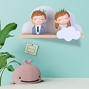 Haomian Cloud Shelves for Children’s Nursery Or Bedroom - Kids Nursery Room Shelves,Floating Bedroom Baby Book Shelf Storage Shelf, Cloud Floating Wooden Shelf Wall Decoration,White