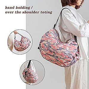 Plumeria Rubra Two Pieces Foldable Shopping Bag Portable Large Capacity Reusable Grocery Bag Daily Commuting Picnic Camping Storage Bag