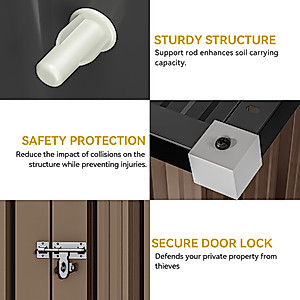 DWVO 10x8 FT Outdoor Storage Shed - Spacious Garden Tool Shed with Lockable Door - Durable Metal Yard Shed for Garden, Patio, and Backyard (Brown)