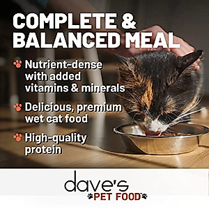 Dave's Pet Food Grain Free Wet Cat Food (Tuna & Chicken in Gravy), Naturally Healthy Canned Cat Food, Added Vitamins & Minerals, Wheat & Gluten-Free, 3 oz (Case of 24)