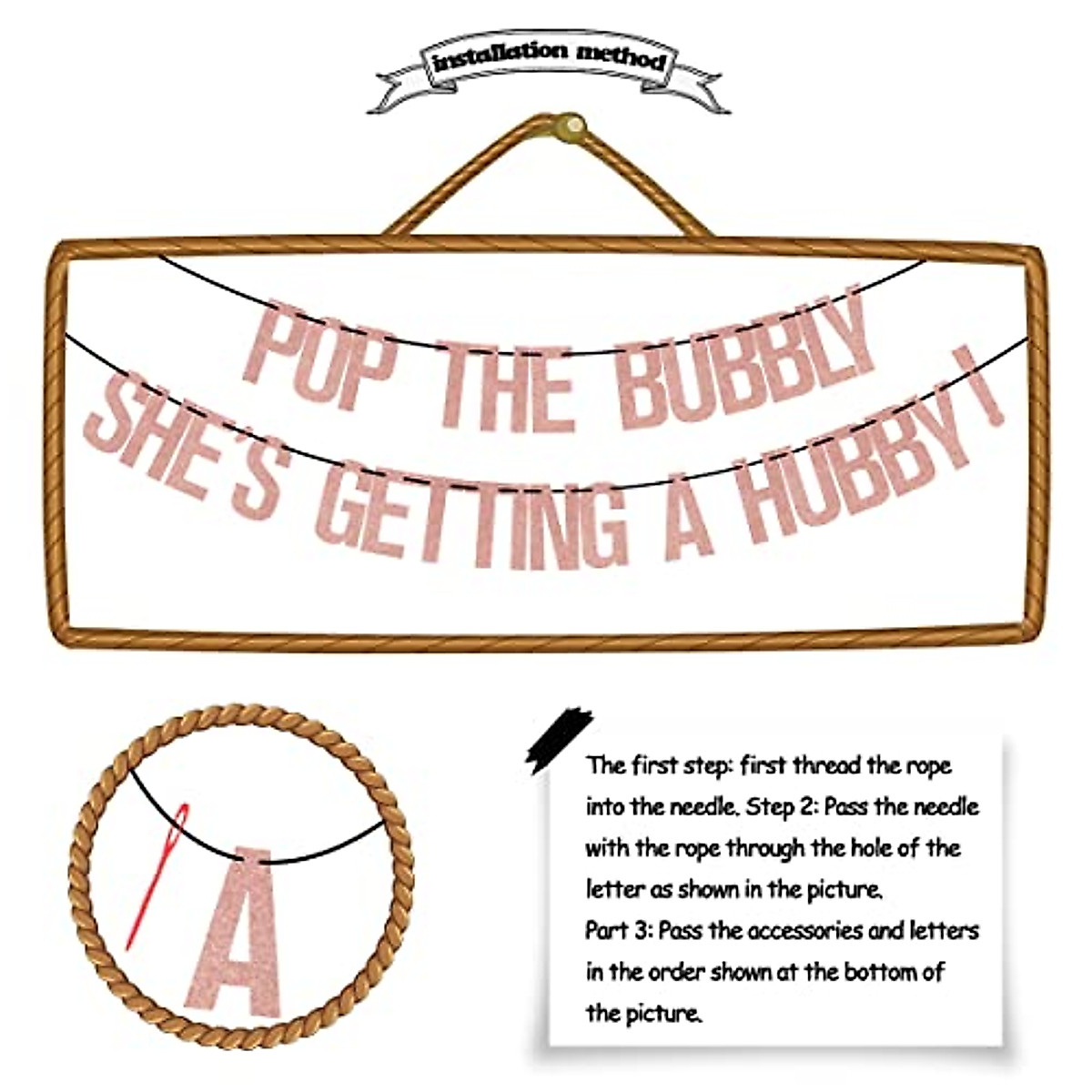 Pop the Bubbly She's Getting a Hubby! Banner, Bachelorette Party Decorations, Bridal Shower Decorations, Engagement Party Decorations, Bride to Be Decorations, Bachelorette Banner Rose Gold Glitter