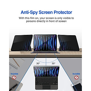 ProCase Privacy Screen Protector for iPad Pro 11 4th 3rd 2nd 1st 2022 2021 2020 2018, Anti-Spy Tempered Glass Film Guard -1 Pack