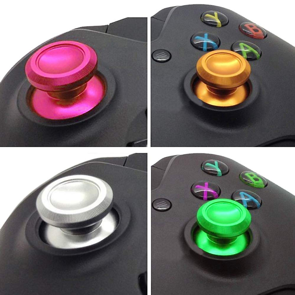 3D Aluminum Thumbsticks Analog Stick for PlayStation Dualshock 4 PS4 Pro Slim Controller Metal Joystick Cap for Xbox ONE Dualshock 4 Controller (Siliver)