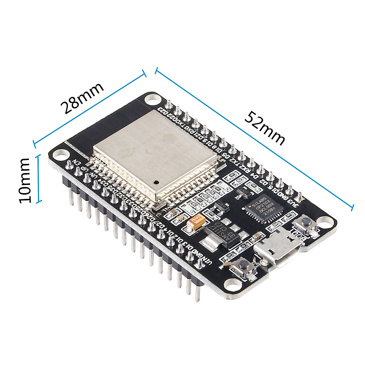 Diitao 2PCS ESP32 ESP32S ESP-WROOM-32 Development Board,NodeMCU 2.4GHz Dual-Core WLAN WiFi +Bluetooth 2 Function Microcontroller (ESP32 30PIN)