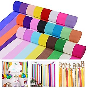 24 Rolls Crepe Paper Streamers, 24 Colors Streamers Decorations, Easy to Decorate Party Supplies for Birthdays, Wedding, Ceremony, Children's Day, Fun Festivals Decoration