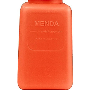 Menda 35270 One Touch Stainless Steel Liquid Dispenser Pump, ESD Safe durAstatic Square Bottle, 6 oz, High Density Polyethylene/Stainless Steel, Orange
