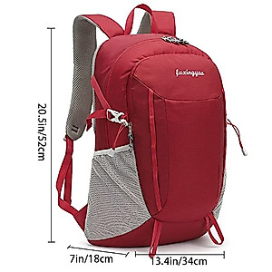 FUXINGYAO Hiking Backpack, Waterproof Lightweight Backpack, 40L Multi Compartment Outdoor Sport Camping Bag Travel Daypack for Men Woman, Red