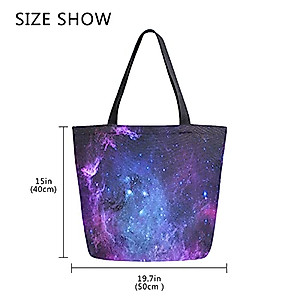 Top Handle Handbags 96 Shoulder Tote Bag Universe Galaxy Nebula Space Tote Washed Canvas Purses Bag for Women Girls