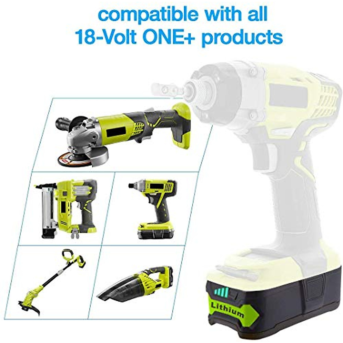 Powerextra 6.0Ah 18V Battery Compatible with Ryobi 18 Volt ONE+ P102 P103 P104 P105 P107 P109 P122 Cordless Power Tools 2 Pack