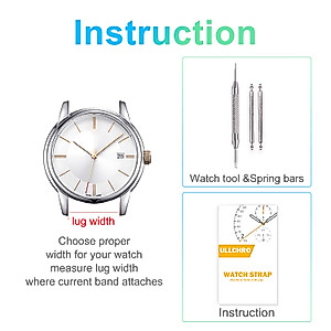 ULLCHRO Silicone Watch Strap Replacement Rubber Watch Band Waterproof Stripe Pattern - 16mm, 18mm, 20mm, 22mm, 24mm Watch Bracelet with Stainless Steel Deployment Buckle (16mm, Blue)