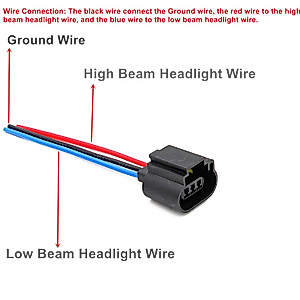 Alla Lighting 9008 H13 Socket Female Adapter Wiring Harness Wire for H13LL Fog Lights Lamps Bulbs (2pcs/pk)