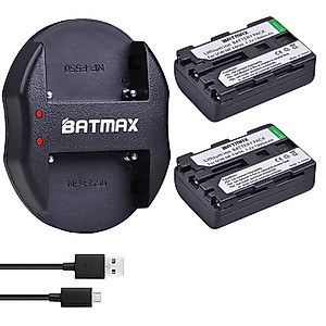 Batmax® 2Pcs NP-FM50 Rechargeable Batteries(1800mAh) + USB Dual Charger for Sony NP-FM30 NP-FM51 NP-QM50 NP-QM51 NP-FM55H Battery and Sony M Type NP-FM50 Equivalent Camcorder/Digital Camera