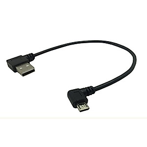 CERRXIAN 9Inch Micro USB Cable Combo Left & Right Angle Micro USB 5 Pin Male to USB 2.0 Type A Right Angle Male Data Sync and Charge Cable (Black)(2-Pack) R