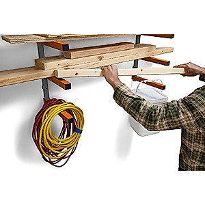 Bora Wood Organizer and Lumber Storage Metal Rack with 6-Level Wall Mount – Indoor and Outdoor Use, In Orange | PBR-001