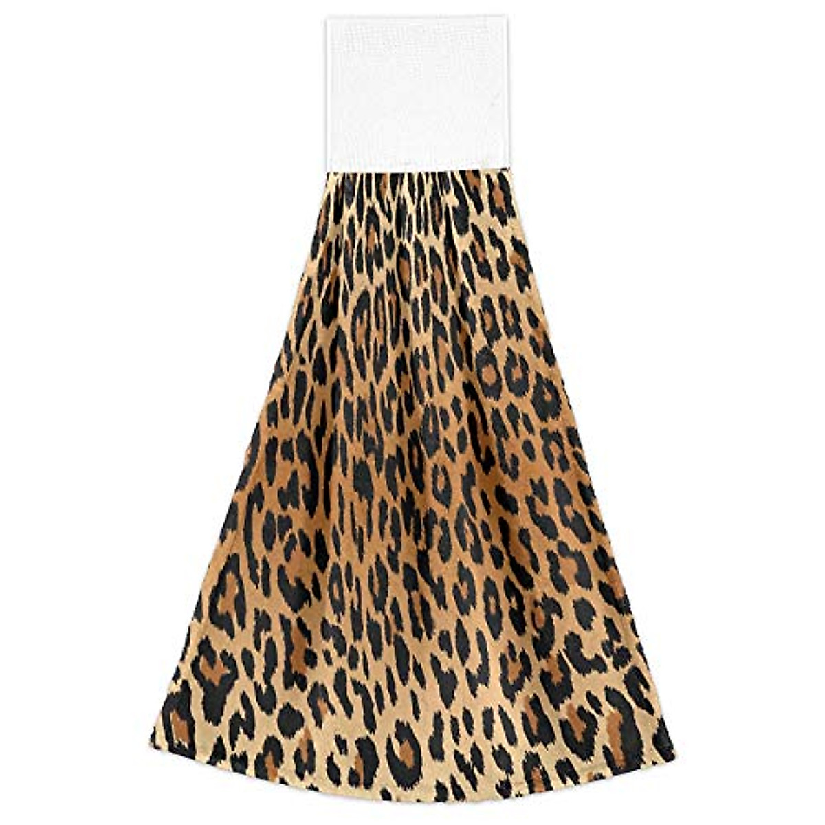 STAYTOP Fashion Colorful Leopard Animal Print Hand Towels Set of 2, Soft and Fast Absorbent Hanging Towels or Magic Stickers with Hanging Loops for Kitchen, Bathroom 12x17In