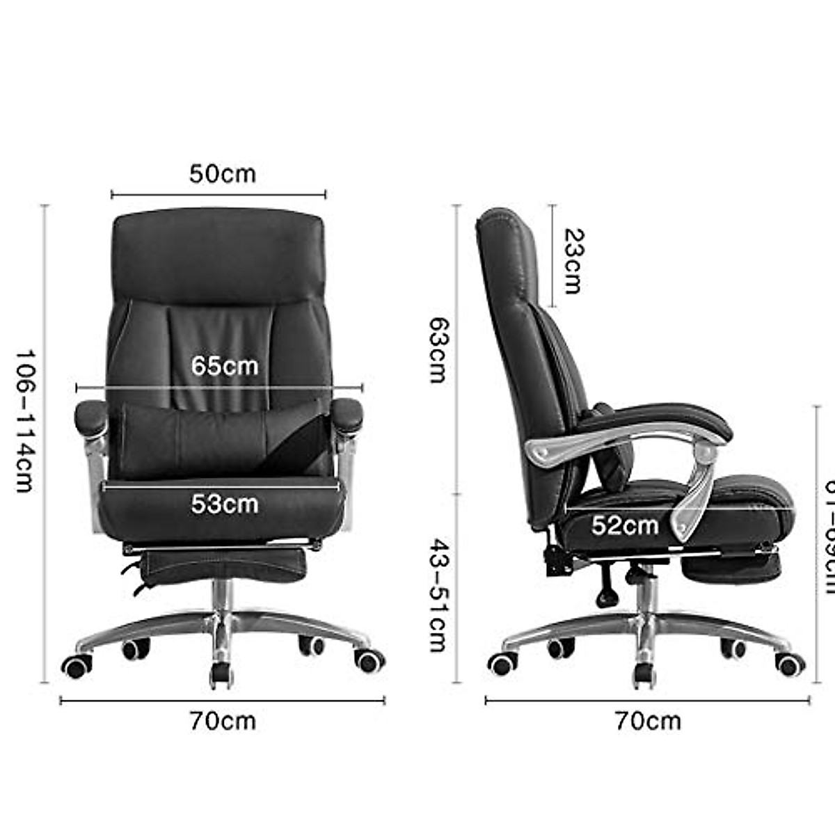ZLBYB Furniture Series Big Rated Black Leather Executive Swivel Ergonomic Office Chair with Extra Wide Seat