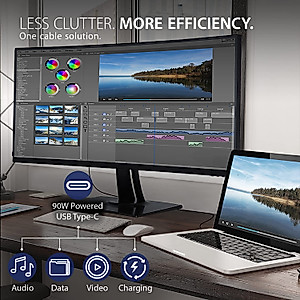 ViewSonic VP3881A 38-Inch IPS WQHD+ Curved 21:9 Monitor with 100% sRGB Rec 709, Eye Care, HDR10 Support, 90W USB C, HDMI, USB, DisplayPort for Professional Home and Office