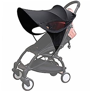 Universal Stroller Sun Cover UV Protection Baby Stroller Sun Shade Buggy Pram Sun Rain Shade Blackout Blind Canopy Cover Pushchair Sunblock Cover for Travel Park Zoo, black