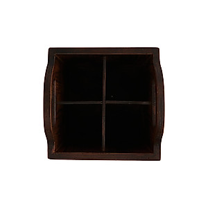 Creative Co-op Wood Utensil Holder with 4 Compartments, Regular, brown