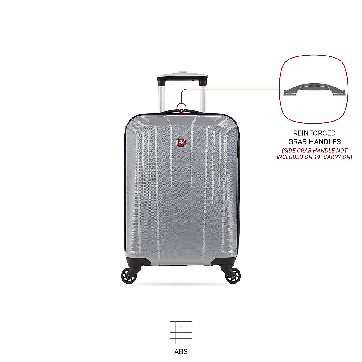 SwissGear 3750 Hardside Luggage with Spinner Wheels, Silver, Carry-On 18.5-Inch