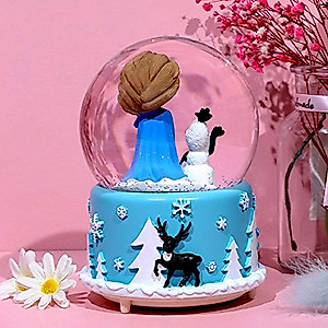 Snow Globe with Music for Kids , VECU 3.5 Inch Little Girl Llluminated Automatic Snow Home Decor for Girls Kids Gift, Musical, Resin/Glass (Style B)
