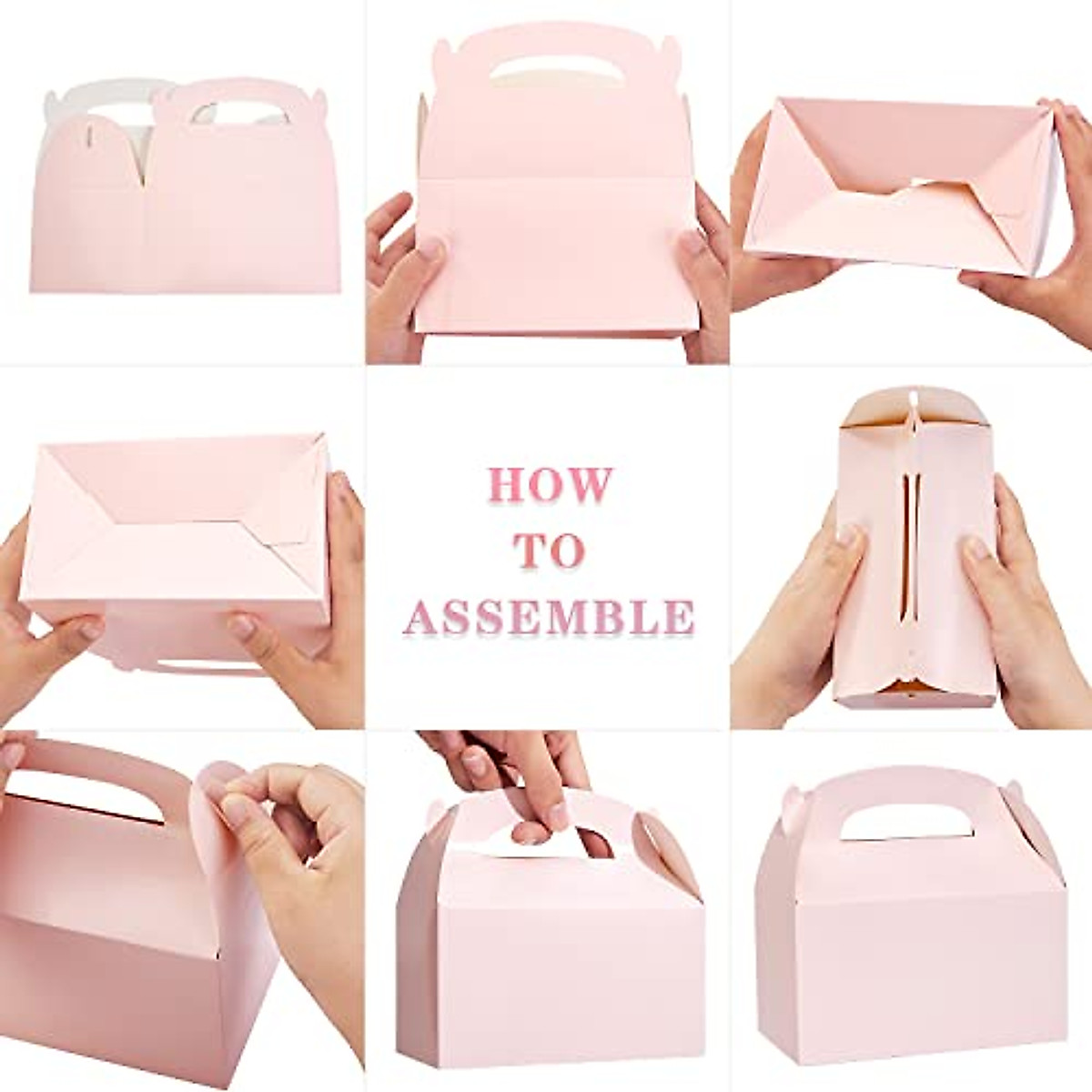 36 Pack Blush Pink Treat Boxes Gable Boxes Party Favor Boxes Paper Gift Boxes for Baby Shower, Birthday, Wedding Party 6.18 x 3.58 x 3.38 Inches (Baby Pink)